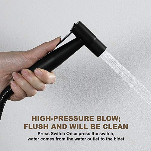 ZLOCYIVHE Handheld Bidet Sprayer Head Stainless Steel Portable Toilet Bidet Shower Head Black Bathroom Shower Bidet Tap for Toilet Cleaning, Personal Hygiene, Floor Cleaning,B(B)