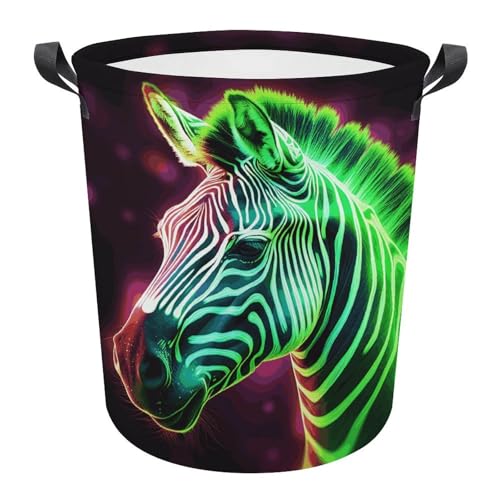 Laundry Hamper Glowing Zebra Freestanding Laundry Basket Thickened Waterproof Collapsible Clothes Hamper Storage for Clothes Toys Dorm And Family