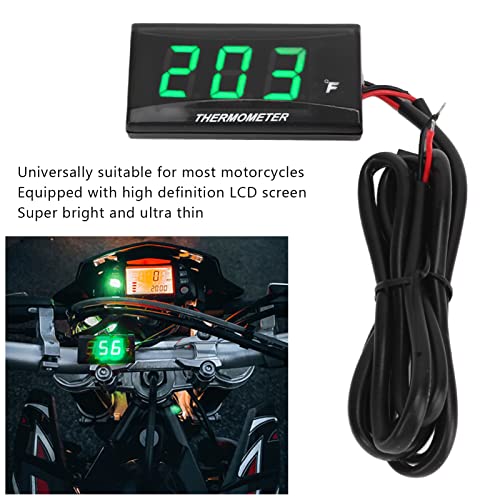 AKLOSIPY LCD Temperature Gauge Motorbike LCD Te Gauge Motorcycle Digital Motorcycle LCD Motorcycle Temperature Gauge for Motorbikes (Green)