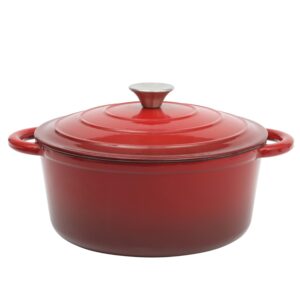 gibson home addlestone 5 quart enamel cast iron dutch oven - red