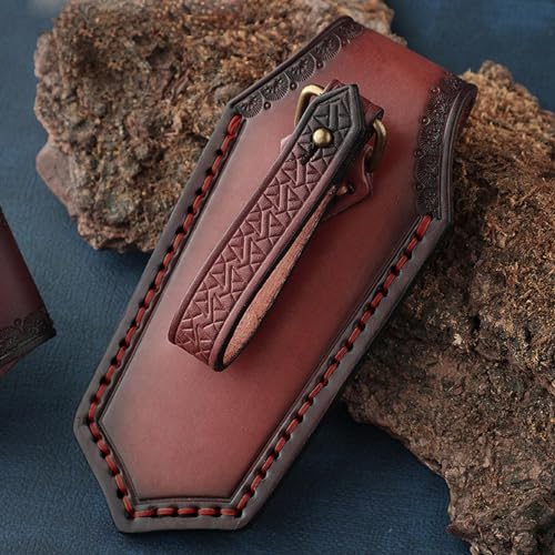 PTILSERY Leather Sheath Foldable Knife Pouches Foldable Knife Holsters Foldable Knife Sheath for Camping Outdoor Activity