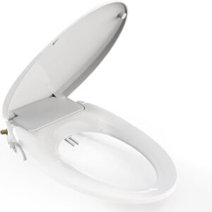 non-electric bidet toilet seat, elongated swash dual nozzle system seat with adjustable ambient water, easy installation, white bidet attachment, fit for bathroom toilet.