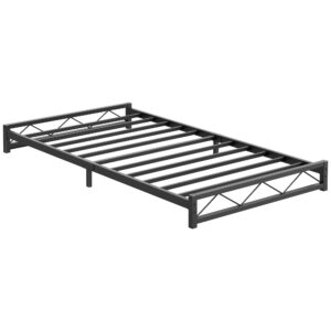 SUNNYFURN 6 Inch Twin Size Metal Bed Frame Heavy Duty Steel Slat Support Metal Platform Bed Frame Sturdy Twin Size Bed Frame No Box Spring Needed Easy Assembly, Noise Free, Suitable for Bedroom Black