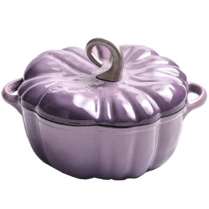 hgjgwqh pumpkin dutch oven, pumpkin cast iron dutch oven, pumpkin shape cooking pot enamel pot with lid non-stick stew pot soup pot, saucepan pot halloween thanksgiving decor gift,2l