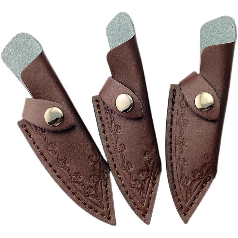 3PCS Leather Knife Sheath, Knife Case for Belt with Snap Closure Fits for Outdoor Fixed Knife