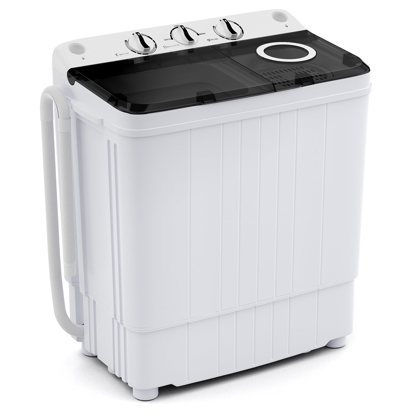 Giantex Portable Washing Machine, 17.6lbs Compact Washer Spinner Combo with Pump Drain, Twin Tub 11lbs Wash & 6.6lbs Spin, Lavadoras Portatiles for Apartment RV Dorm College (White & Black)