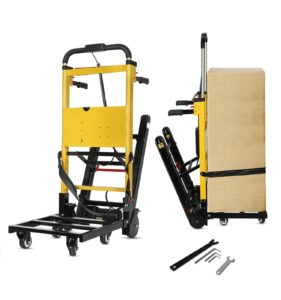 electric stair climbing dolly, 440lbs load capacity, foldable electric stair climbing hand trucks with 6 wheels, powered stair climber dolly cart for warehouse logistics distribution