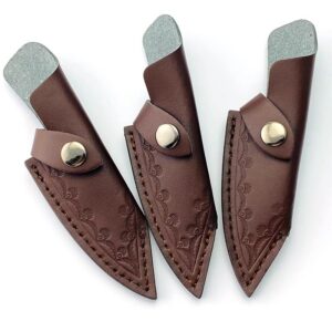 3PCS Leather Knife Sheath, Knife Case for Belt with Snap Closure Fits for Outdoor Fixed Knife