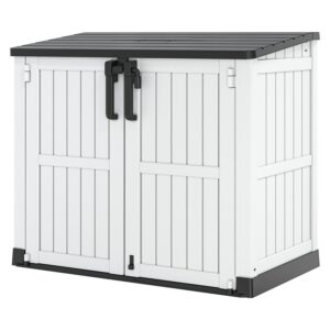 nunu lab outdoor storage shed 36 cu. ft.horizontal garden storage extra large capacity weather resistant storage box, lockable resin waterproof shed for easy storage of garbage cans, tools, lawn mower