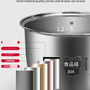 Low Carbon Rice Cooker, Multifunctional Rice Cooker, 304 Stainless Steel Non Stick Inner Pot Rice Cooker, Three iInternal Container Designs For Separating Rice Soup, 24-Hour Timer Design（220v）