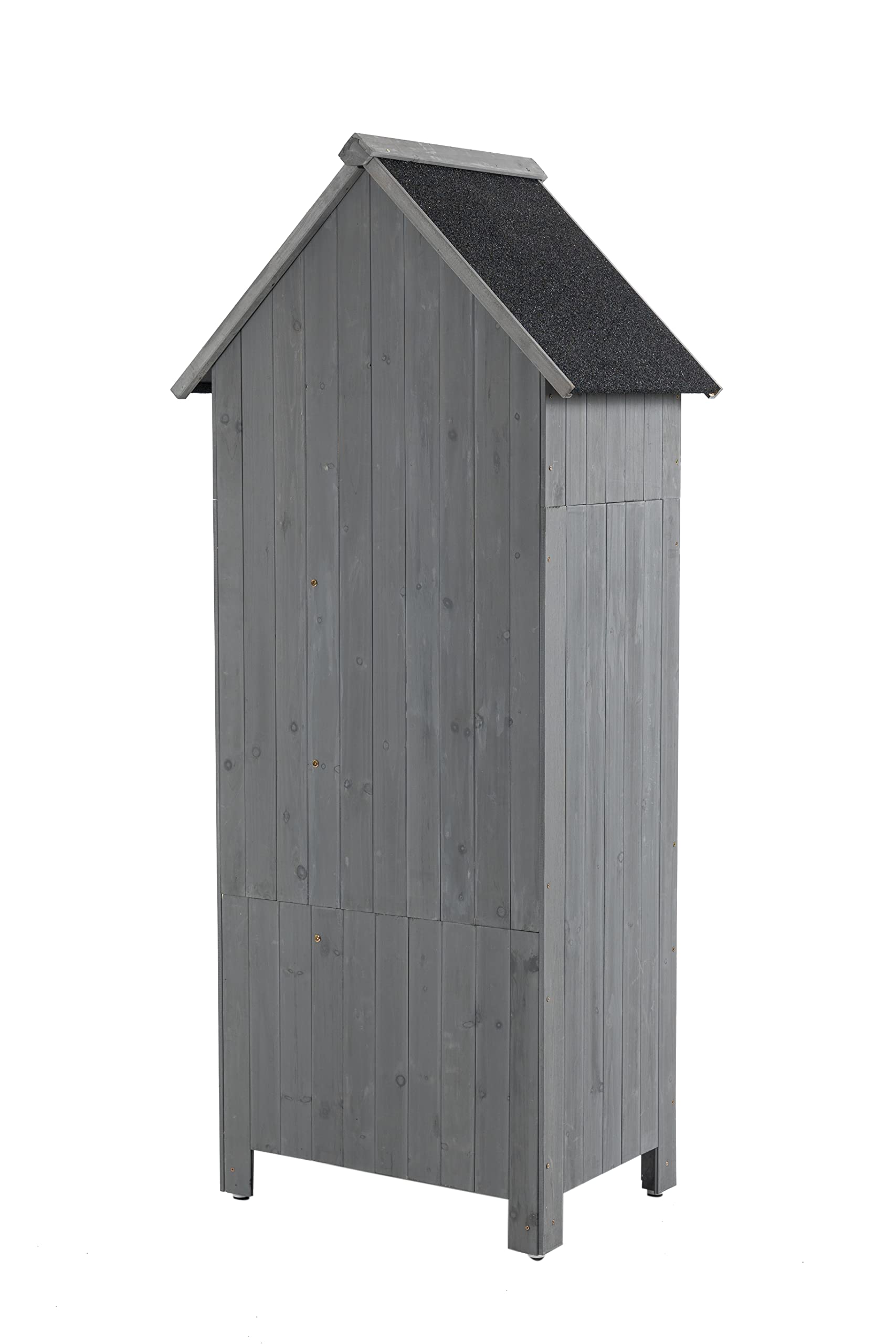 Outdoor Wooden Storage Cabinet and Tool Shed, 30.3" L x 21.3" W x 70.5" H, Gray