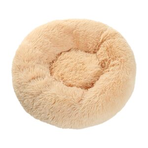 Calming Dog Bed for Small Dogs, Donut Washable Small Pet Bed Anti Anxiety Round Dog Bed Soft Fuzzy Calming Bed for Dogs & Cats Mute Base Warming Cozy Soft Pet Puppy Round Bed(Yellow)