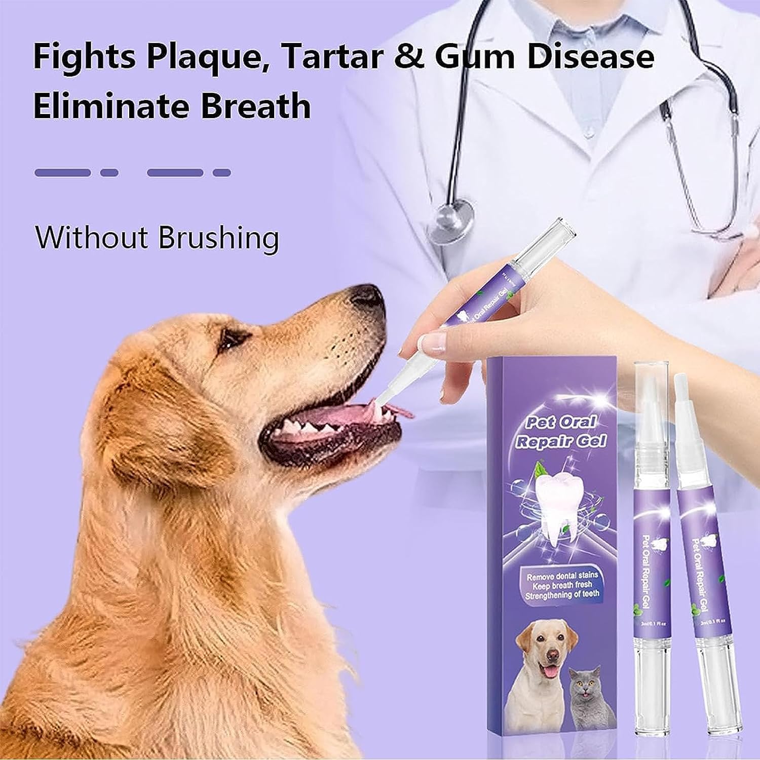 3Pcs Pet Oral Repair Gel, Pet Oral Restoration Whitening Gel, Pet Teeth Care Gel Cleaner Teeth & Fresher Breath, Without Brushing, for Dogs & Cats