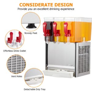 Commercial Beverage Dispenser, 3 Tanks 7.93 Gallon 30L Commercial Juice Dispenser, 10 Liter Per Tank, 320W Stainless Steel Food Grade Ice Tea Drink Dispenser with Thermostat Controller