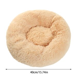 Calming Dog Bed for Small Dogs, Donut Washable Small Pet Bed Anti Anxiety Round Dog Bed Soft Fuzzy Calming Bed for Dogs & Cats Mute Base Warming Cozy Soft Pet Puppy Round Bed(Yellow)