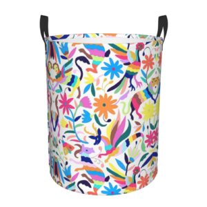 mexican otomi animals print laundry basket waterproof oxford collapsible,circular laundry hamper with handles