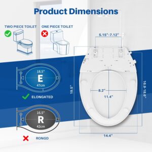 Non-Electric Bidet Toilet Seat, Elongated Swash Dual Nozzle System Seat with Adjustable Ambient Water, Easy Installation, White Bidet Attachment, Fit for Bathroom Toilet.