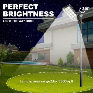 IOBZSM 3-Pack Solar Street Light - 3200W Outdoor Parking Lot Lights, 240000 Lumens, Dusk to Dawn Motion Sensor, IP67 Waterproof, Solar Street Light Outdoor,Commercial Grade