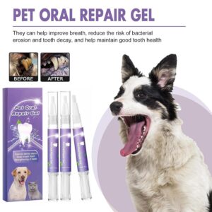 3Pcs Pet Oral Repair Gel, Pet Oral Restoration Whitening Gel, Pet Teeth Care Gel Cleaner Teeth & Fresher Breath, Without Brushing, for Dogs & Cats