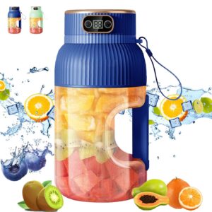 portable juicer blender,2024 new multifunctional portable juicer cup,portable juicer cup with digital display, small travel blender for shakes and smoothies(blue, single cup single lid)