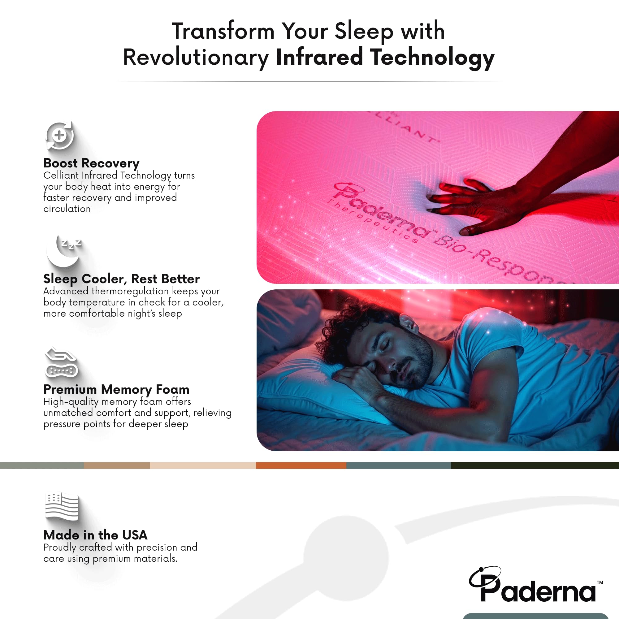 Paderna Therapeutics 3" Celliant-Infused Memory Foam Mattress Topper – Enhanced Comfort for Twin Mattresses – Promotes Better Sleep & Circulation