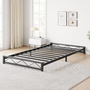 SUNNYFURN 6 Inch Twin Size Metal Bed Frame Heavy Duty Steel Slat Support Metal Platform Bed Frame Sturdy Twin Size Bed Frame No Box Spring Needed Easy Assembly, Noise Free, Suitable for Bedroom Black