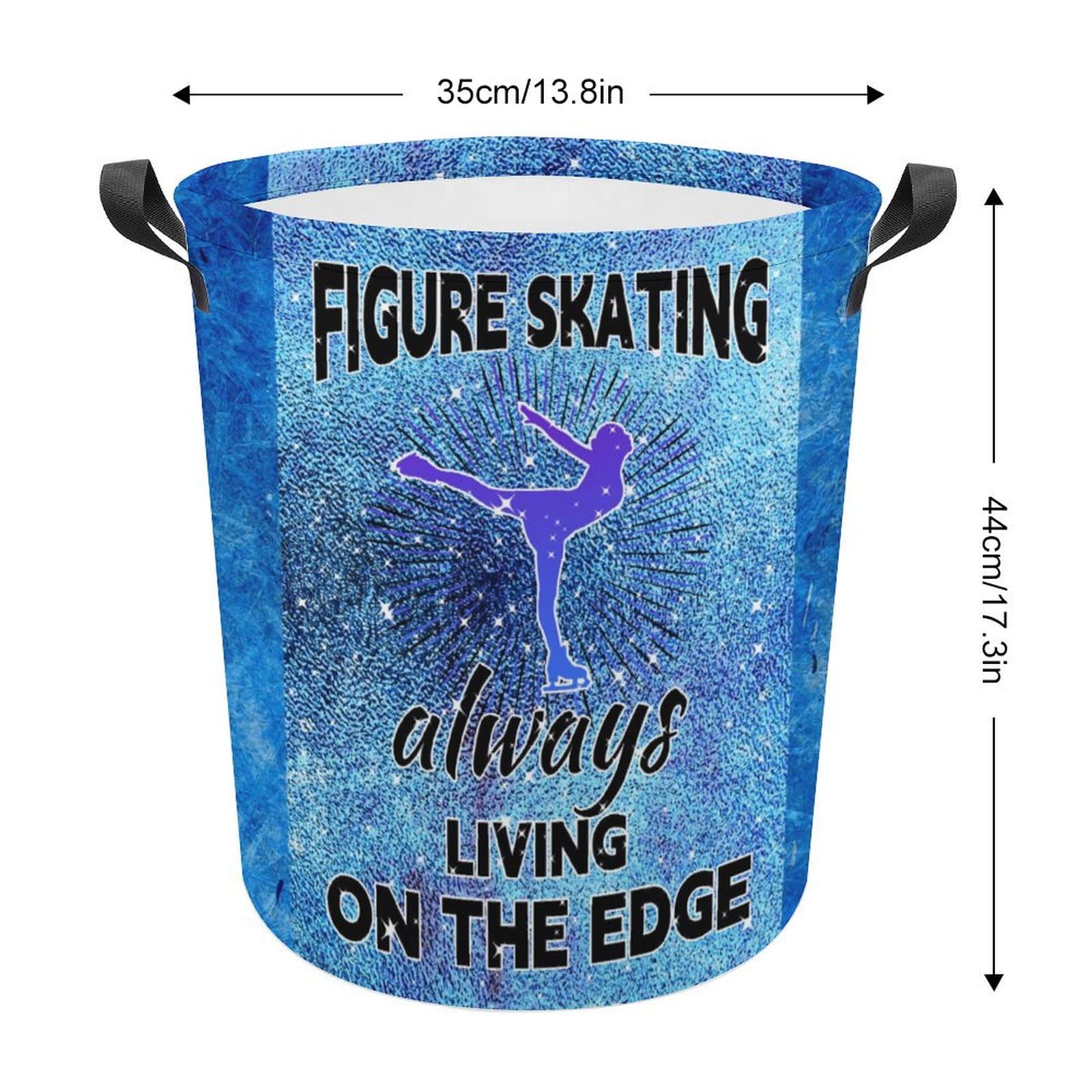 Ice Background Figure Skating Large Laundry Basket Laundry Hamper Bag Washing Bin Collapsible Tall With Handles Travel Bathroom College