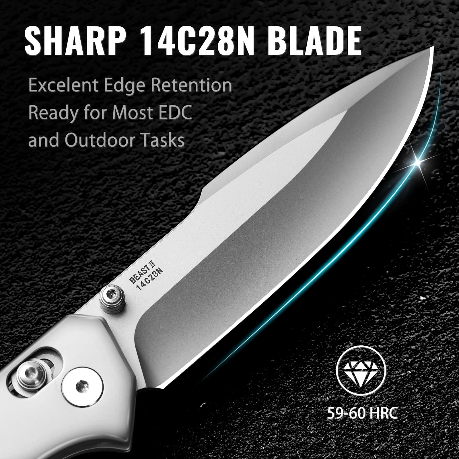 NedFoss BEAST Pocket Knife for Men, 3.48" 14C28N Steel Blade Folding Knife with Clip, G10 Handle, Safety Axis Lock, Heavy Duty Tactical Knife for Hiking Camping Gifts for Men Women