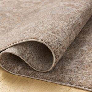 Loloi Chris Loves Julia Louisa Collection LOI-03 Taupe/Ivory 5'-3" x 5'-3", .38" Pile Height, Round Area Rug