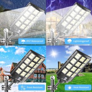 IOBZSM 3-Pack Solar Street Light - 3200W Outdoor Parking Lot Lights, 240000 Lumens, Dusk to Dawn Motion Sensor, IP67 Waterproof, Solar Street Light Outdoor,Commercial Grade