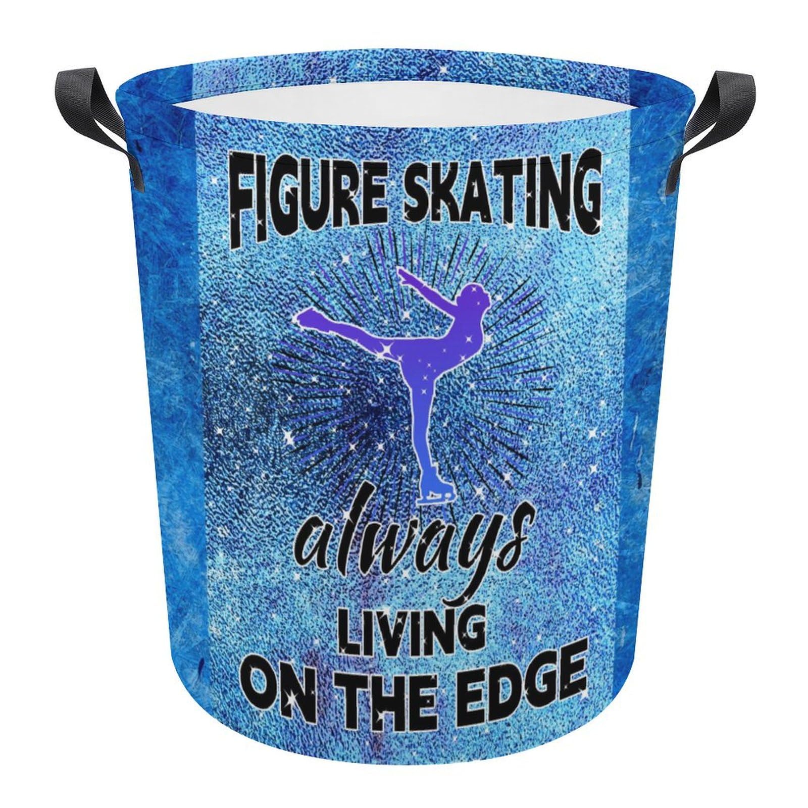 Ice Background Figure Skating Large Laundry Basket Laundry Hamper Bag Washing Bin Collapsible Tall With Handles Travel Bathroom College