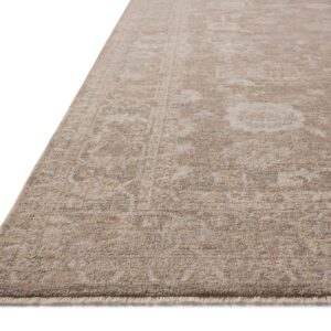 Loloi Chris Loves Julia Louisa Collection LOI-03 Taupe/Ivory 5'-3" x 5'-3", .38" Pile Height, Round Area Rug