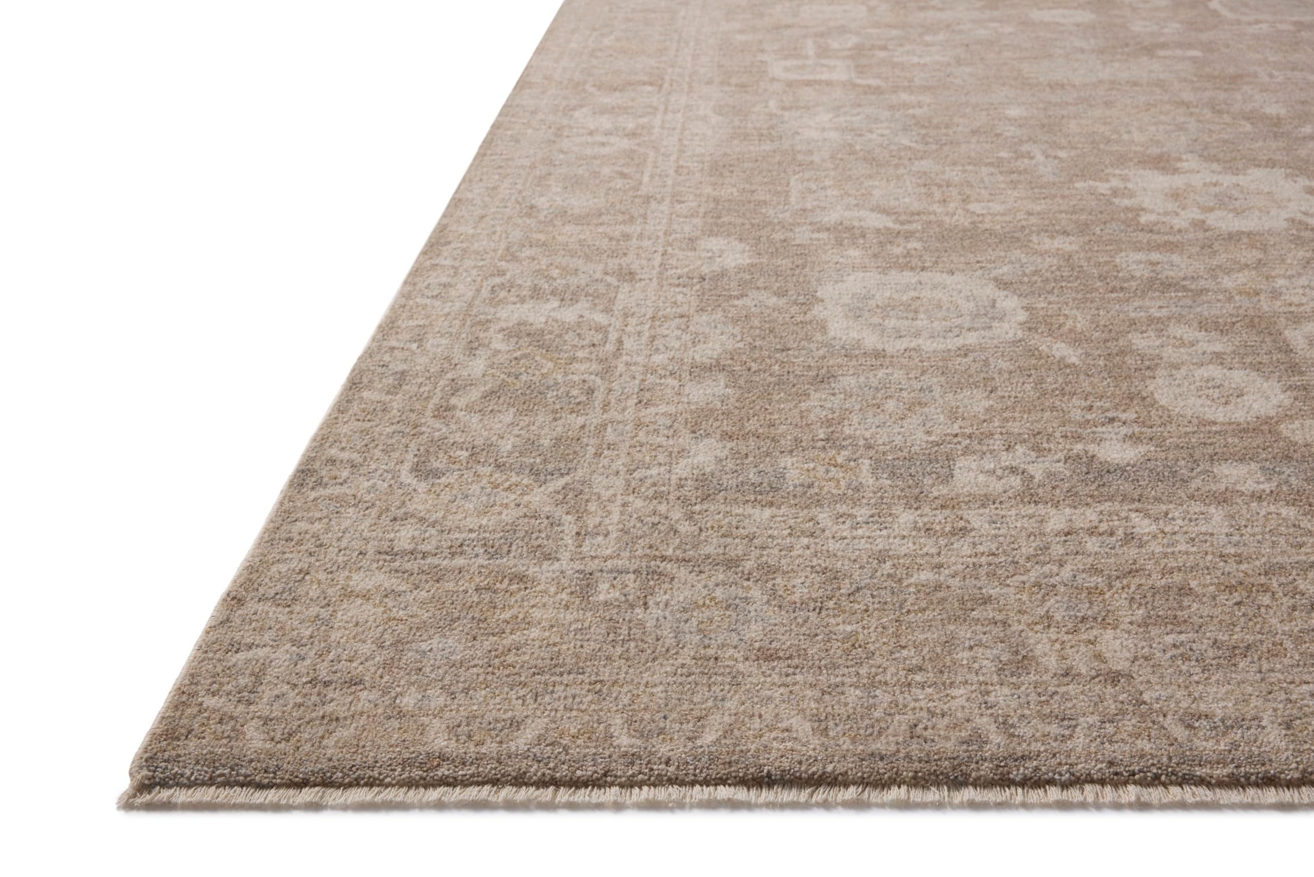 Loloi Chris Loves Julia Louisa Collection LOI-03 Taupe/Ivory 5'-3" x 5'-3", .38" Pile Height, Round Area Rug