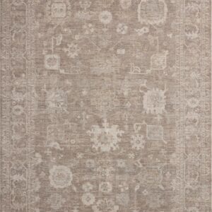 Loloi Chris Loves Julia Louisa Collection LOI-03 Taupe/Ivory 5'-3" x 5'-3", .38" Pile Height, Round Area Rug