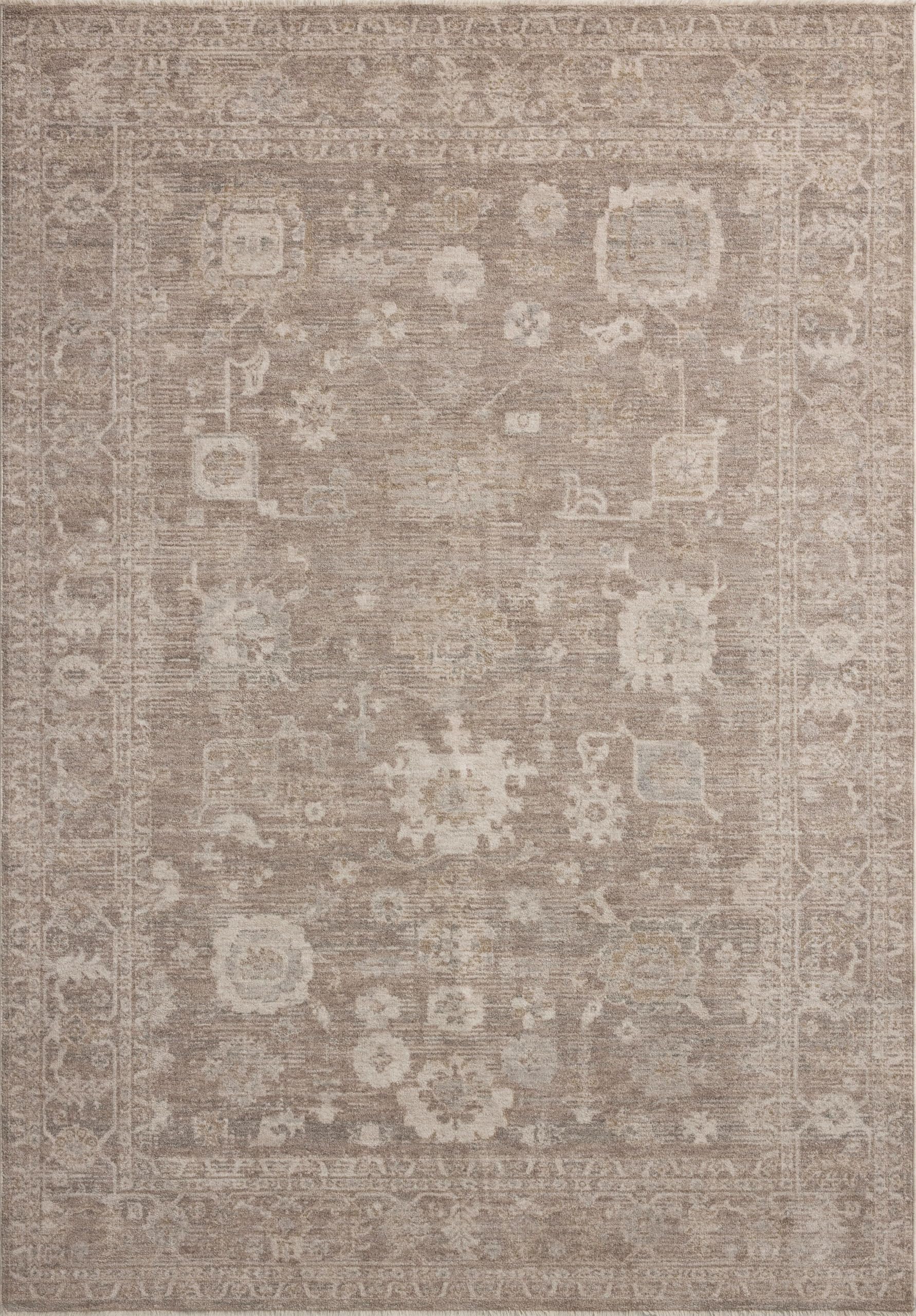 Loloi Chris Loves Julia Louisa Collection LOI-03 Taupe/Ivory 5'-3" x 5'-3", .38" Pile Height, Round Area Rug