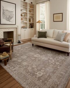 loloi chris loves julia louisa collection loi-03 taupe/ivory 5'-3" x 5'-3", .38" pile height, round area rug