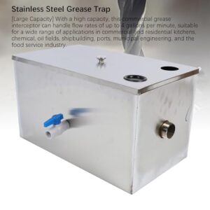 Grease Trap Top Inlet Stainless Steel Oil Water Separator with Locking Mechanisms Threaded Inlet Outlet Ports Grease Interceptor