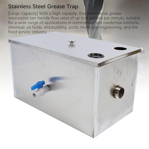 Grease Trap Top Inlet Stainless Steel Oil Water Separator with Locking Mechanisms Threaded Inlet Outlet Ports Grease Interceptor