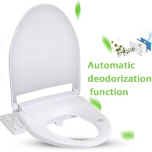 Electric Bidet Toilet Seat Round, 6-Speed Drying and Heating, Dual User Memory Mode, Instant Warmth and Comfort, Automatic Deodorization Function, Adjustable Bidet Sprayer, White, for Elderly, Women