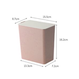 RESTRICTEDLOOP Compact Desktop Plastic Covered Garbage Bin for Countertop Small Trash Can Maintenance (Light Pink)