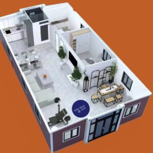 40ft House with Luxury Design, with 3 Bedroom, 1 Living Room, 1 Full Equiped Bathroom and Kitchen,Prefabricated Container House for Adults Living, Foldable Mobile Home Easy Setup & Move