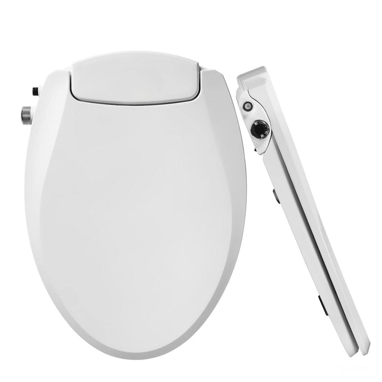 Plexon Plastic Non-Electric Bidet Toilet Seat, Elongated, White, 20. 03 in. L x 14.39 in. W x 2. 55 in. H