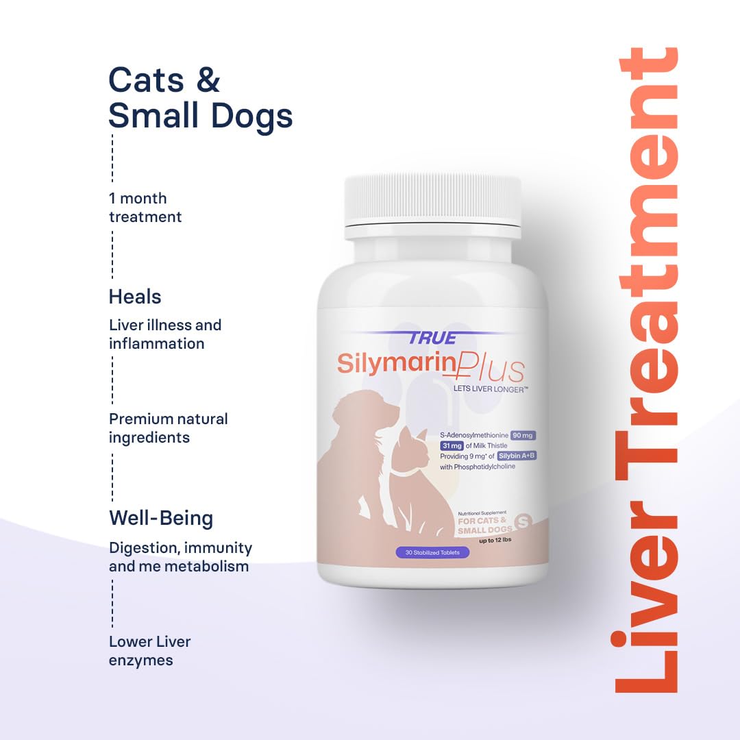 Liver Support & Health Supplement for Small Dogs and Cats – (Milk Thistle) Silymarin & Silybin Formula, (Same), S-Adenosylmethionine, 30 Tablets for Liver Detox & Support