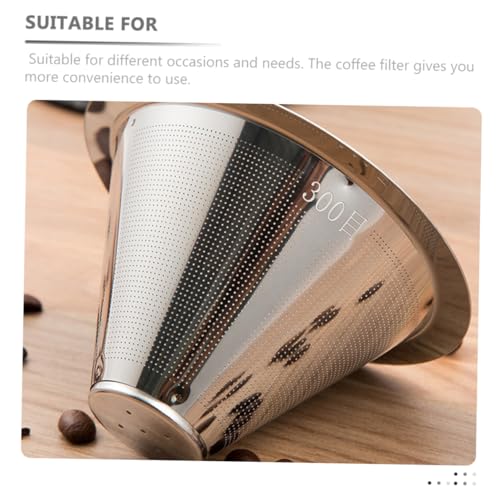 Unomor Coffee Filter Filter Espresso Filter Mesh Cone Dripper Tea Net Coffee Machine Strainer Mesh Coffee Strainer Portable Coffee Machine Parts Pot Stainless Steel Silver