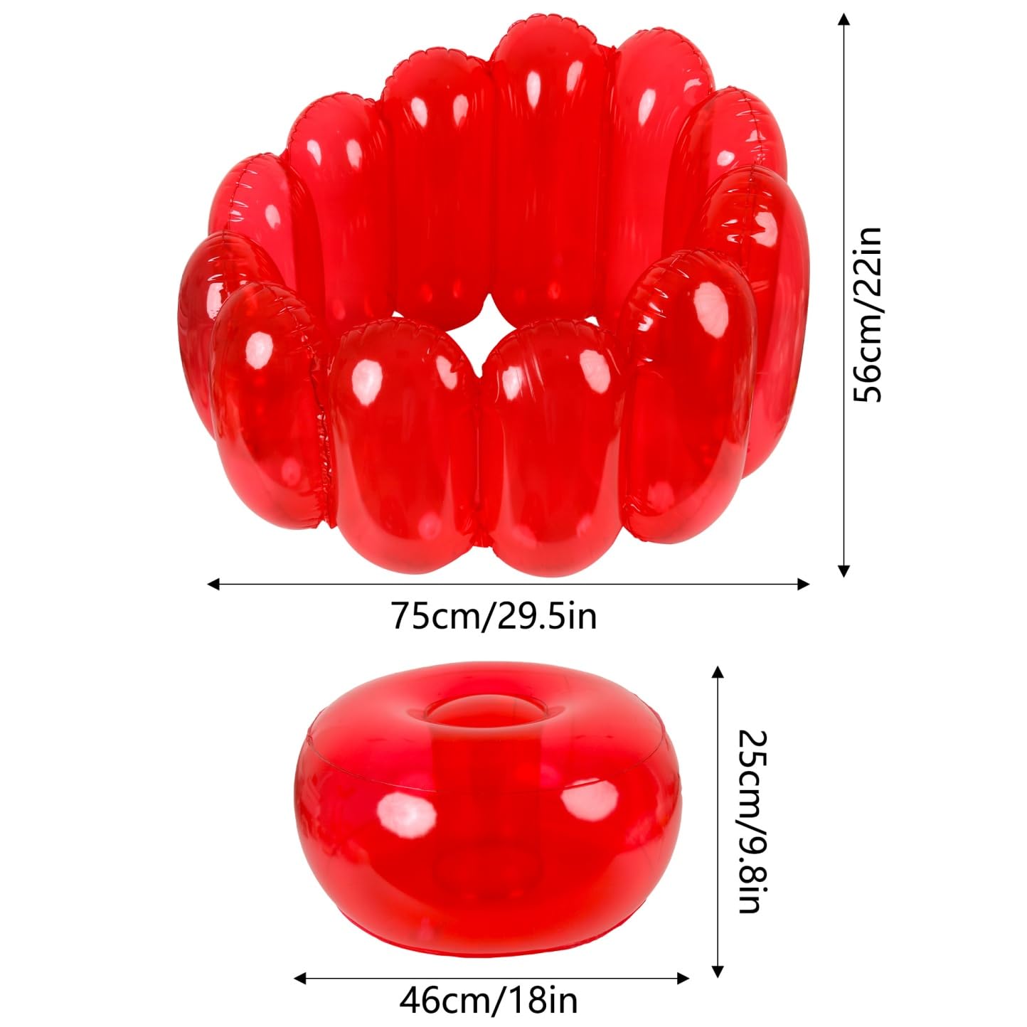 SUNKOX Jelly Inflatable Chair,Jelly Chair,Jelly Collection Inflatable Chair,Inflatable Sofa,Indoor Outdoor Portable Blow Up Couch,for Indoor Outdoor Camping, Party, Beach, Hiking, Yard (Orange)