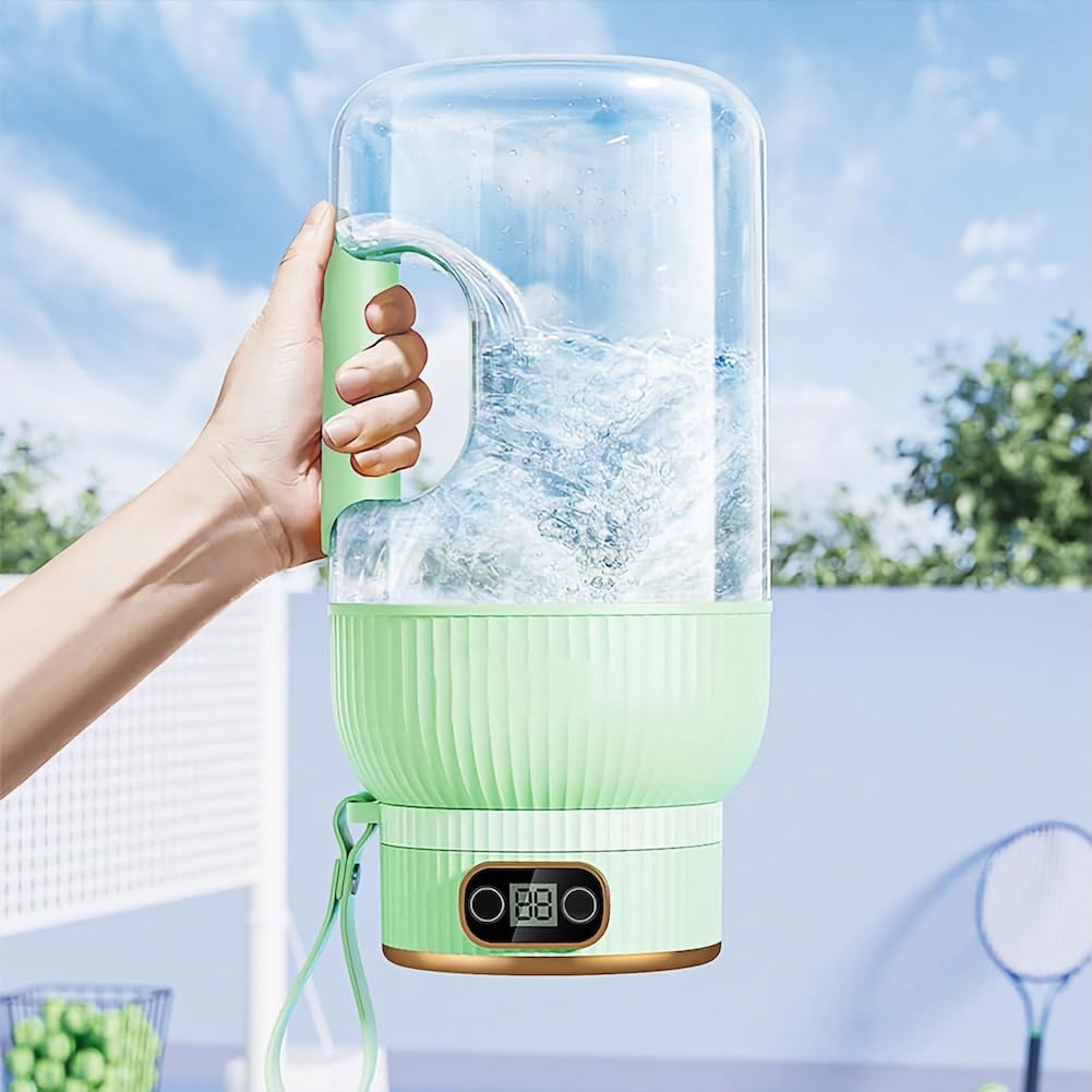 Yulyoie Multifunctional Portable Juicer Cup With Digital Display, Portable Smoothie Blender On The Go, Portable Juicer Blender, for Shakes, Smoothies, Dishwasher Safe (Green,Single Cup+Double Lid)