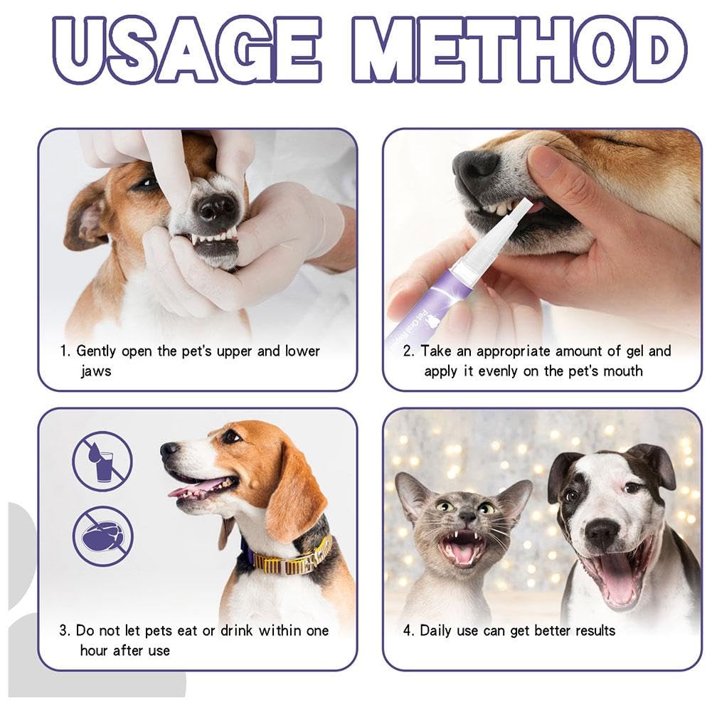 Pets Toothbrush,Pet Oral Repair Gel Pen for Dogs Cat,Pet Oral Repair Gel,Pet Comfy Toothbrush Pen,Tooth Cleaning Pen for Dog Cats Dental Care Fresh Breath,Pet Breath Freshener Gel Care Cleaner