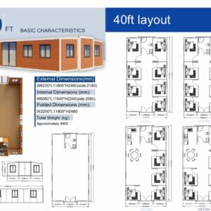 40ft House with Luxury Design, with 2 Bedroom, 1 Living Room, 1 Full Equiped Bathroom and Kitchen,Prefabricated Container House for Adults Living, Foldable Mobile Home Easy Setup & Move.