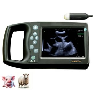 sunbesta veterinary ultrasound machine lightweight, portable design with 5.7 inch lcd screen, 3.5mhz high frequency mechanical probe for pregnant pigs, sheep and goats only