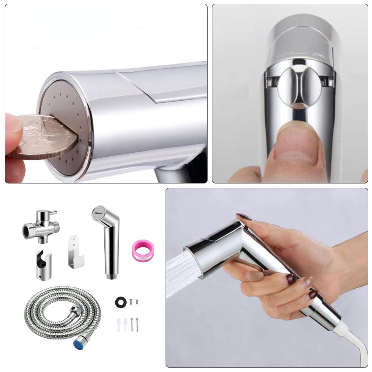 Gadpiparty 1 Set Toilet Sprayer Airbrush Hose Lip Gloss Kit Spray Pal Diaper Bidet Hand Bidet Sprayer Kit Hot and Cold Hand Held Bidet Shower Head Kit Handheld Sprayer Kit Silver Copper